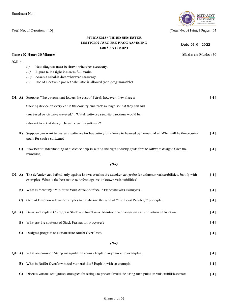 Secure Programming Exam Questions | PDF | String (Computer Science ...