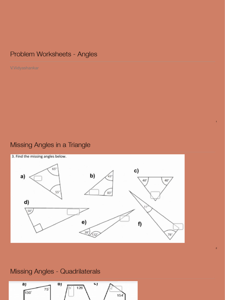 Problem Worksheets Angles | PDF