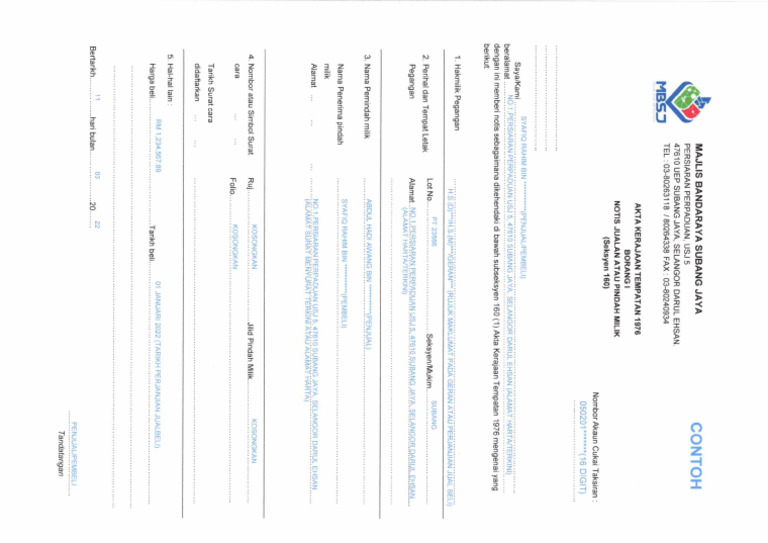 Contoh Pengisian Borang I Pdf