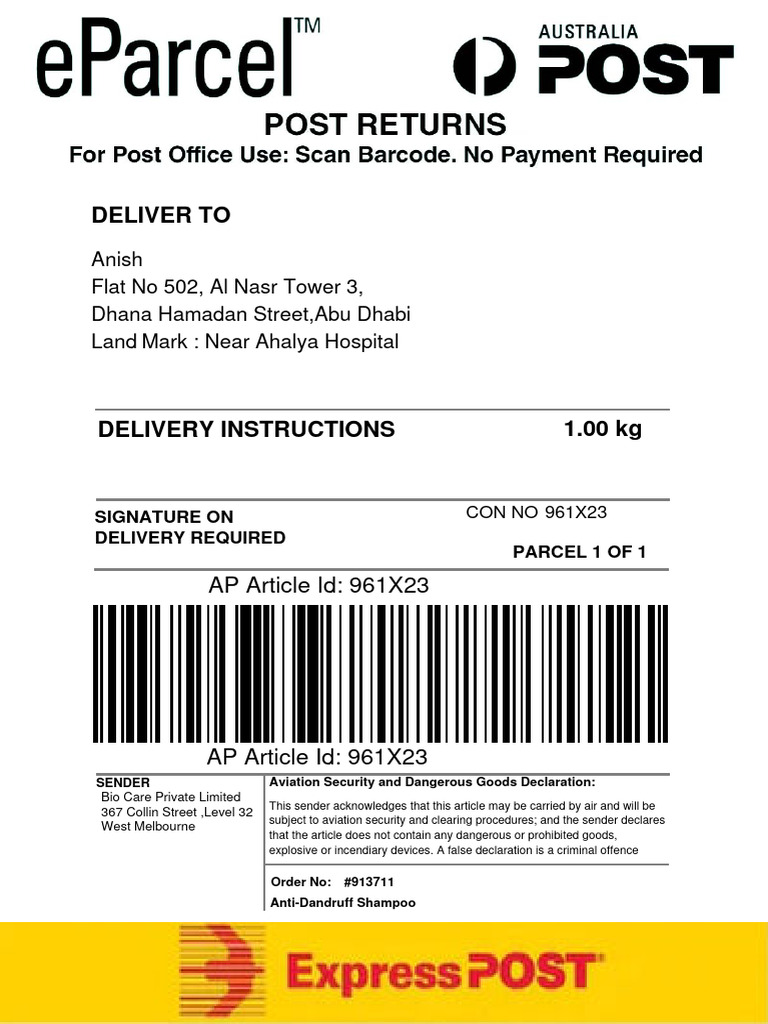 Shipping Delivery Bill | PDF