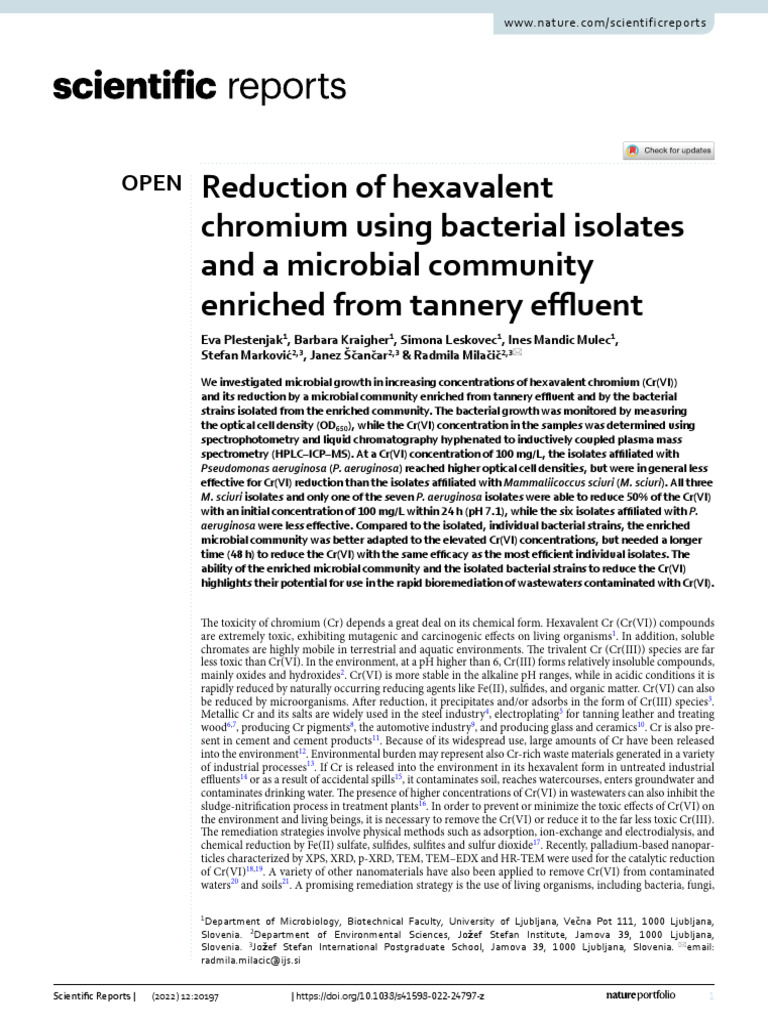 Reduction of Hexavalent Chromium Using b-100152645 | PDF | Chromium ...