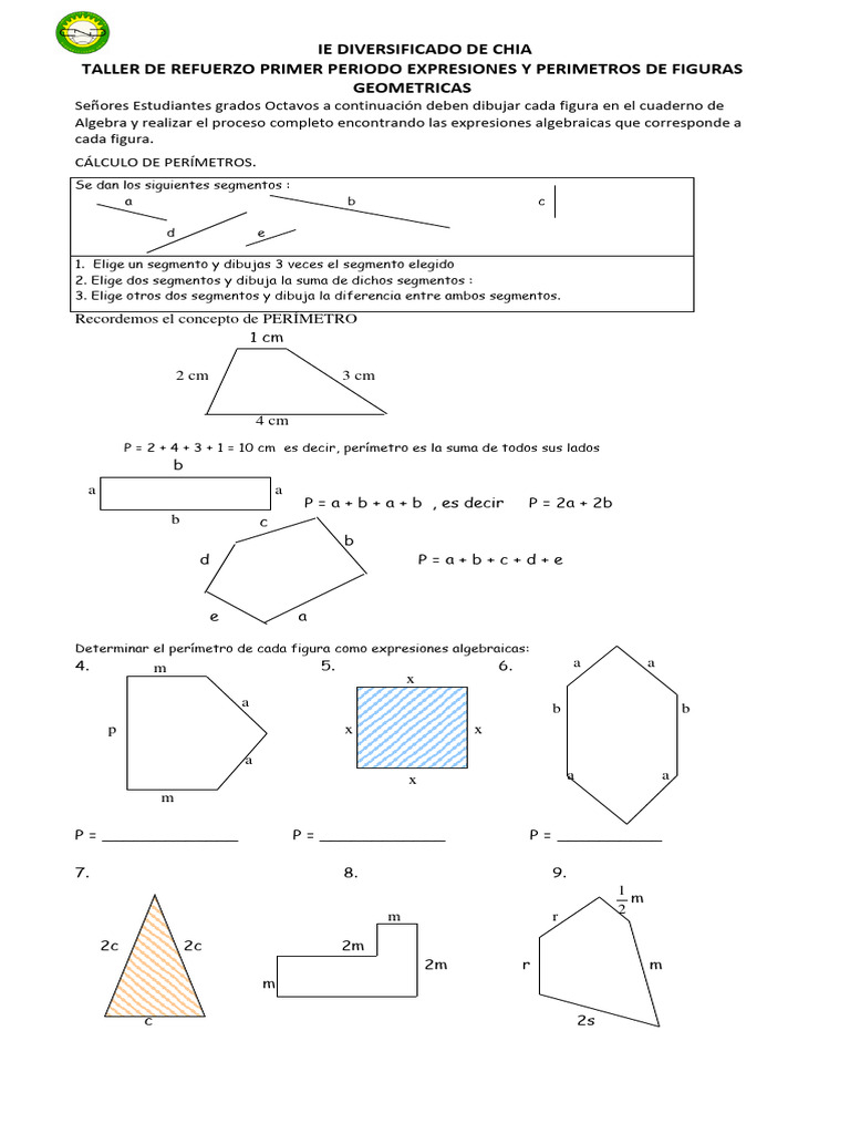 taller-de-expresiones-algebraicas-con-perimetros | PDF | Álgebra | Análisis matemático