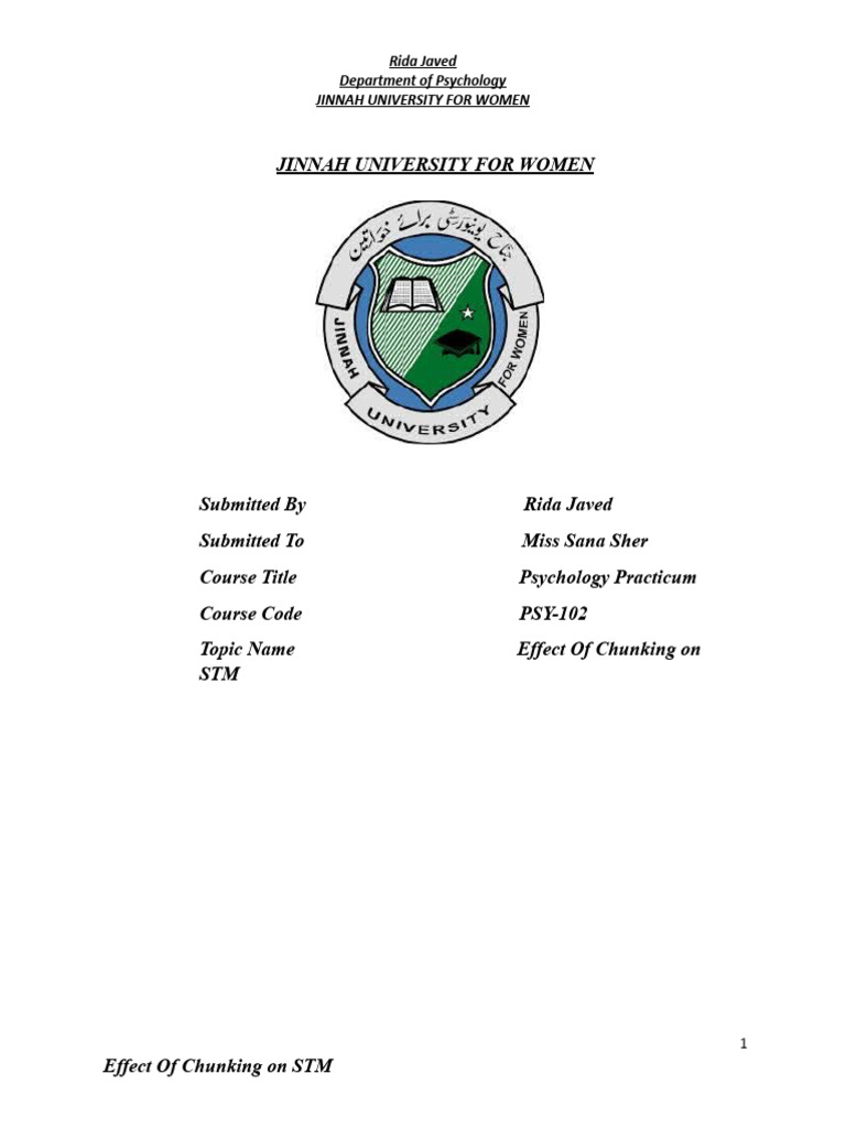 Effect of Chunking On Short Term Memory | PDF | Memory | Recall (Memory)