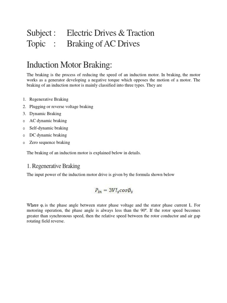 Induction Motor Braking Methods Explained | PDF | Electric Motor ...