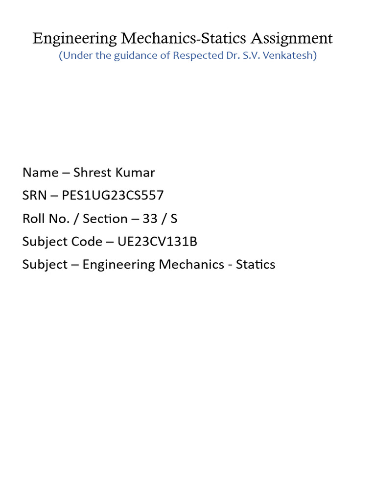Engineering Mechanics Assignment - 4 | PDF | Science & Mathematics