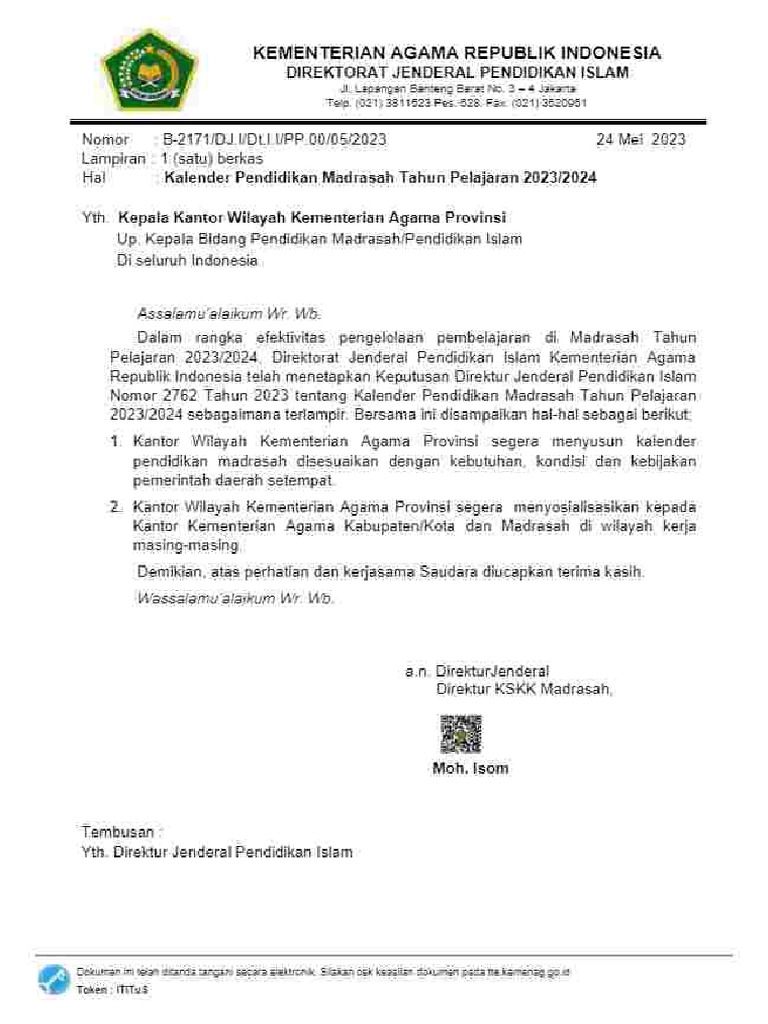 10 - Kaldik Madrasah TP 2023 - 2024 Dirjen Pendis - Compressed (1) - 11zon | PDF