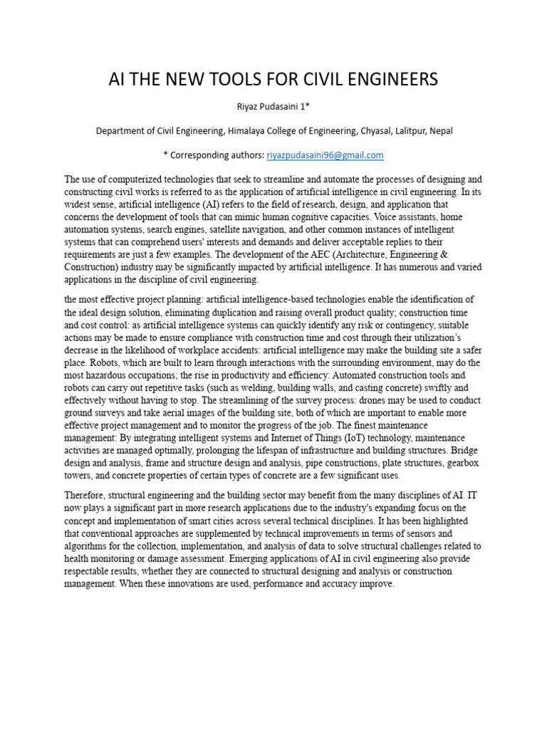 Ai The New Tools For Civil Engineers | PDF | Artificial Intelligence ...