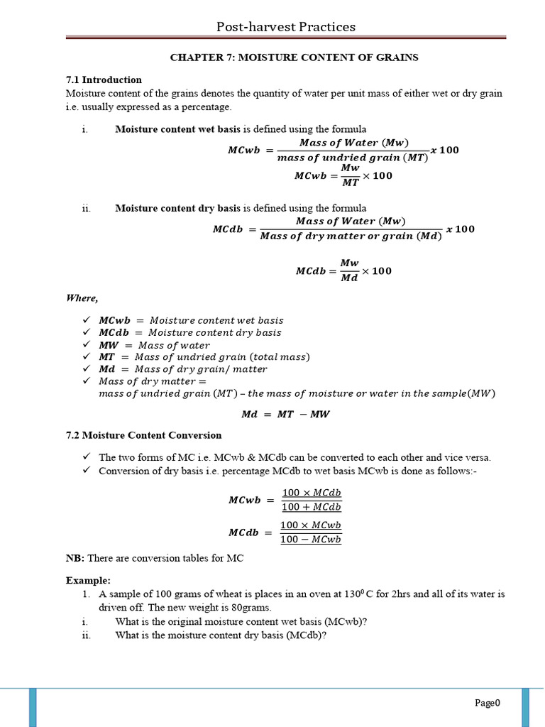 Moisture Content of Grains | PDF | Humidity | Heat Transfer