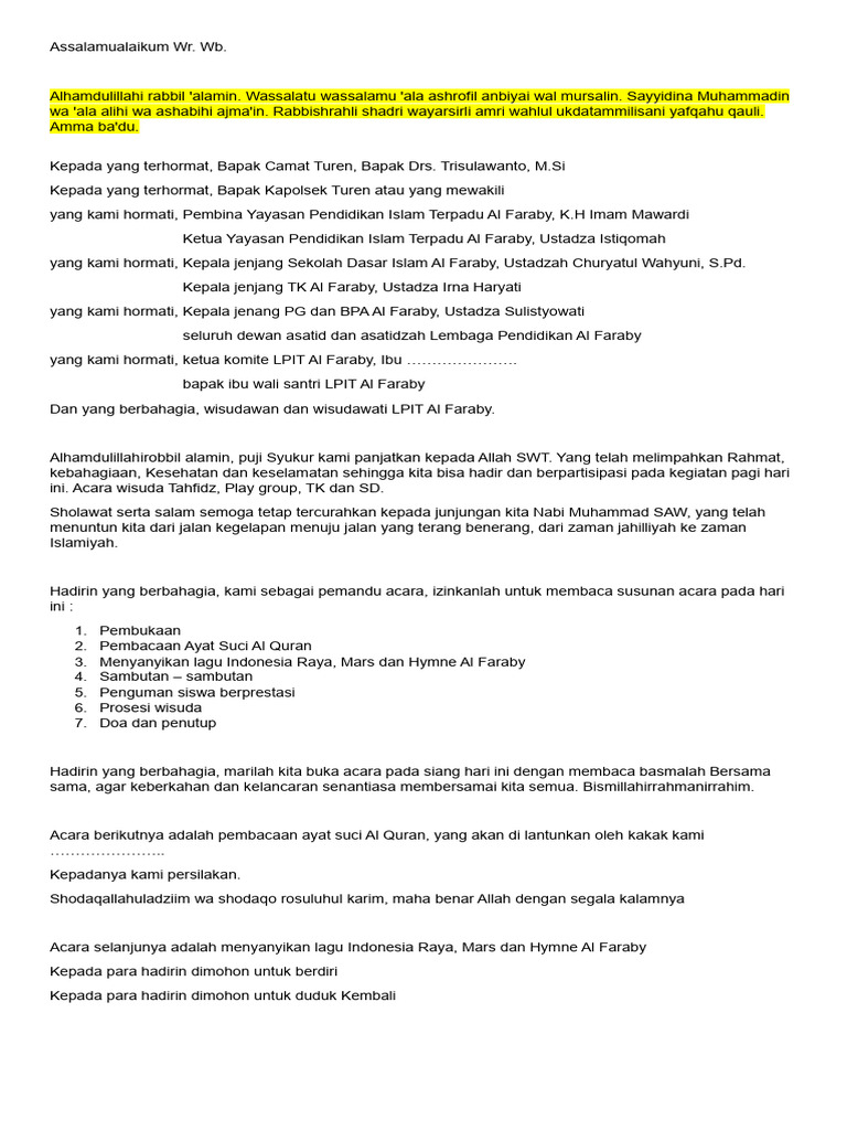 Teks MC Wisuda | PDF | Ilmu Sosial | Kajian Bahasa Asing