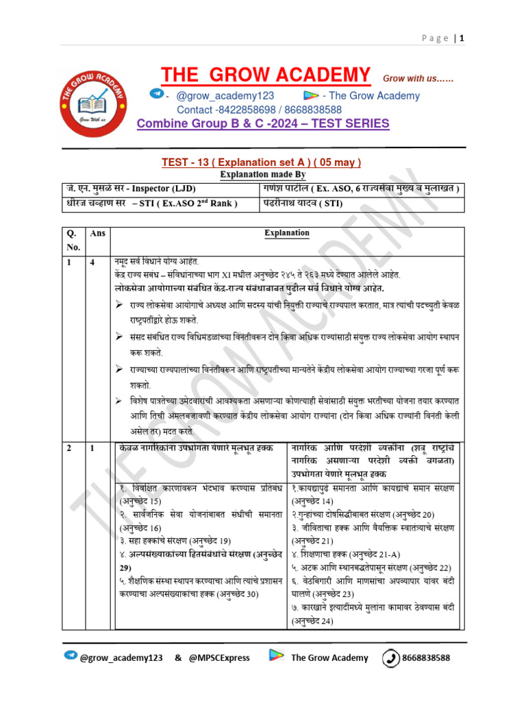 Combine Test - 13 Explanation | PDF