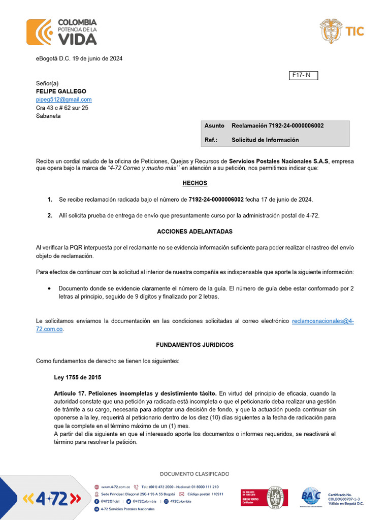 Cun 7192-24-0000006002 Si Nal | PDF | Correo