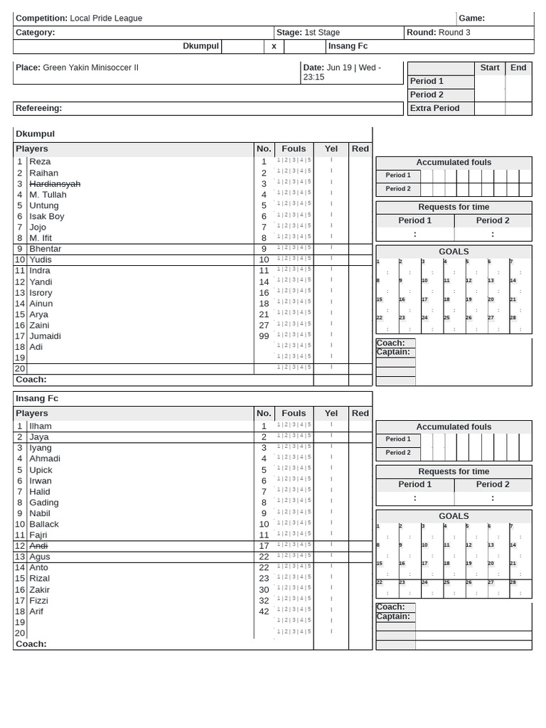 Insang FC vs Dkumpul Match Details | PDF