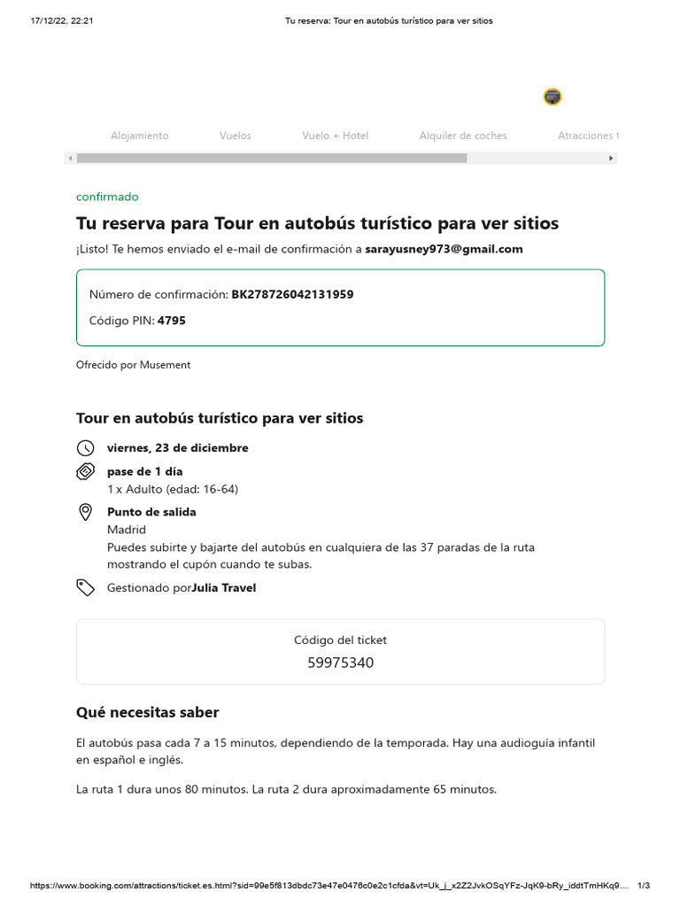 Tu Reserva - Tour en Autobãºs Turã - Stico para Ver Sitios | PDF | Booking.Com