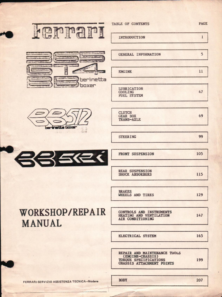 365gt4bb Bb512 Manual | PDF