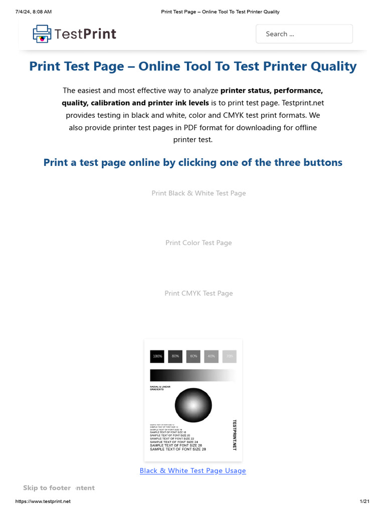 Print Test Page – Online Tool to Test Printer Quality | PDF | Printer ...