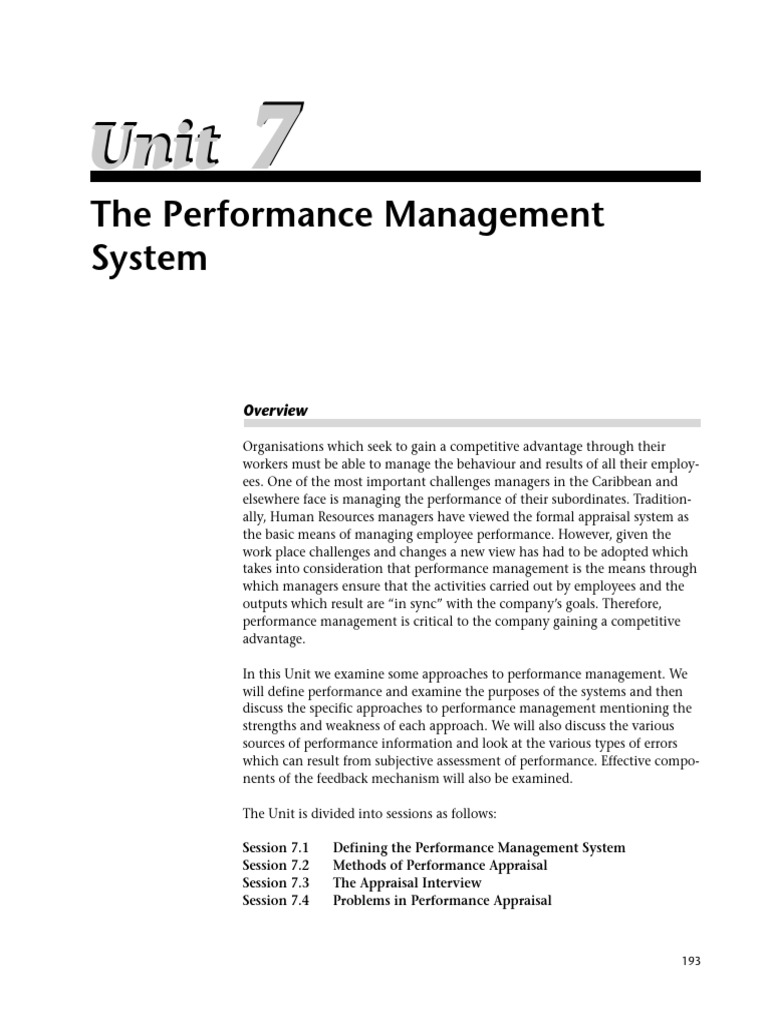 Unit - 7 Performance Management | PDF | Performance Appraisal | Cognition