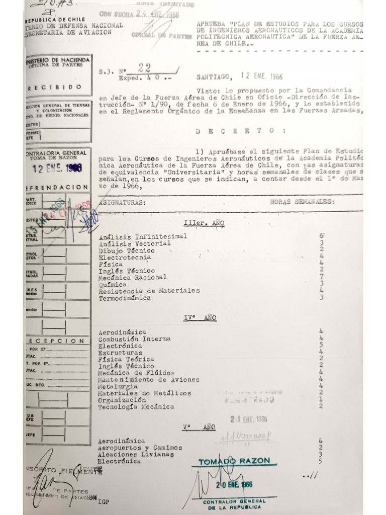 1966.01.12 - DS N°12 - Plan de Estudios Curso de Ingenieros - APA | PDF