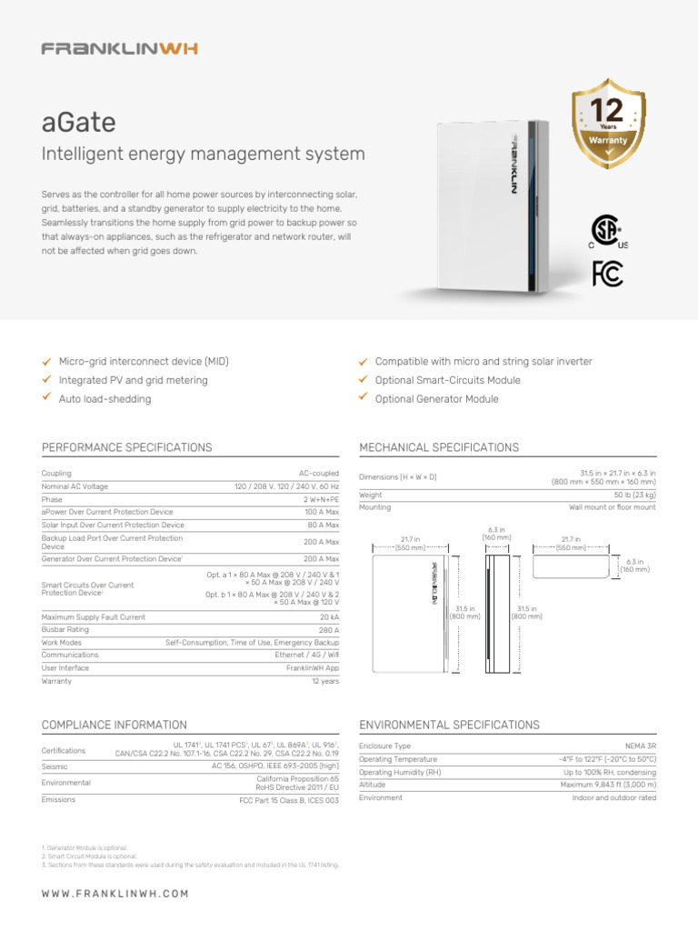 aGate Datasheet | PDF | Electrical Grid | Electrical Engineering
