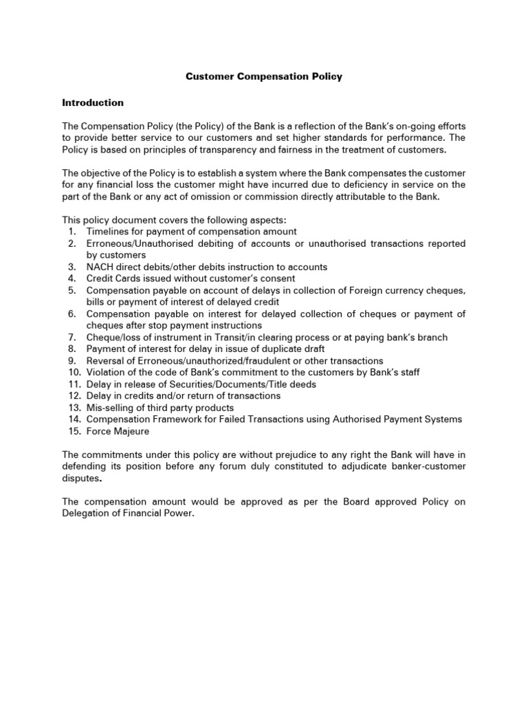 Board Approved Compensation Policy | PDF | Cheque | Banks