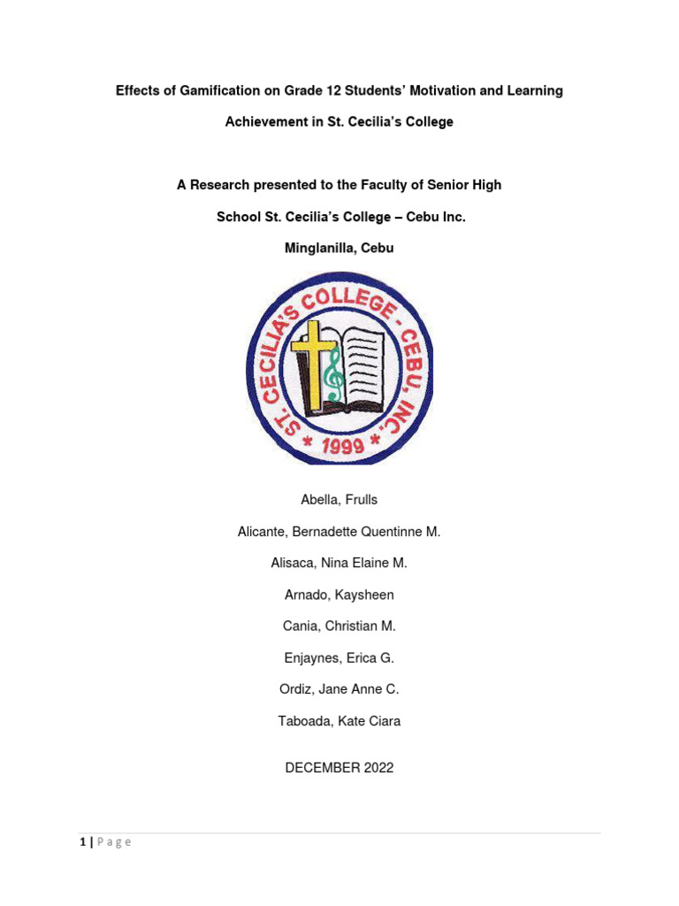 Group 3 Effects of Gamification To Grade 12 Students Motivation and ...