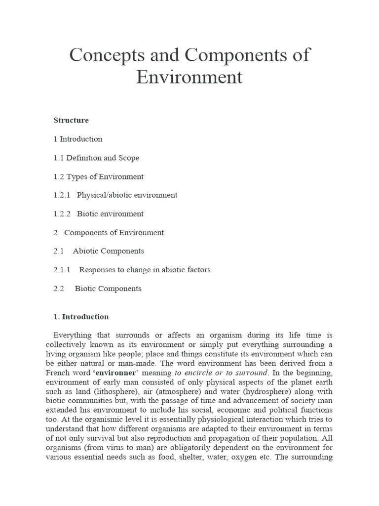 Understanding Environment: Types & Components | PDF | Natural ...