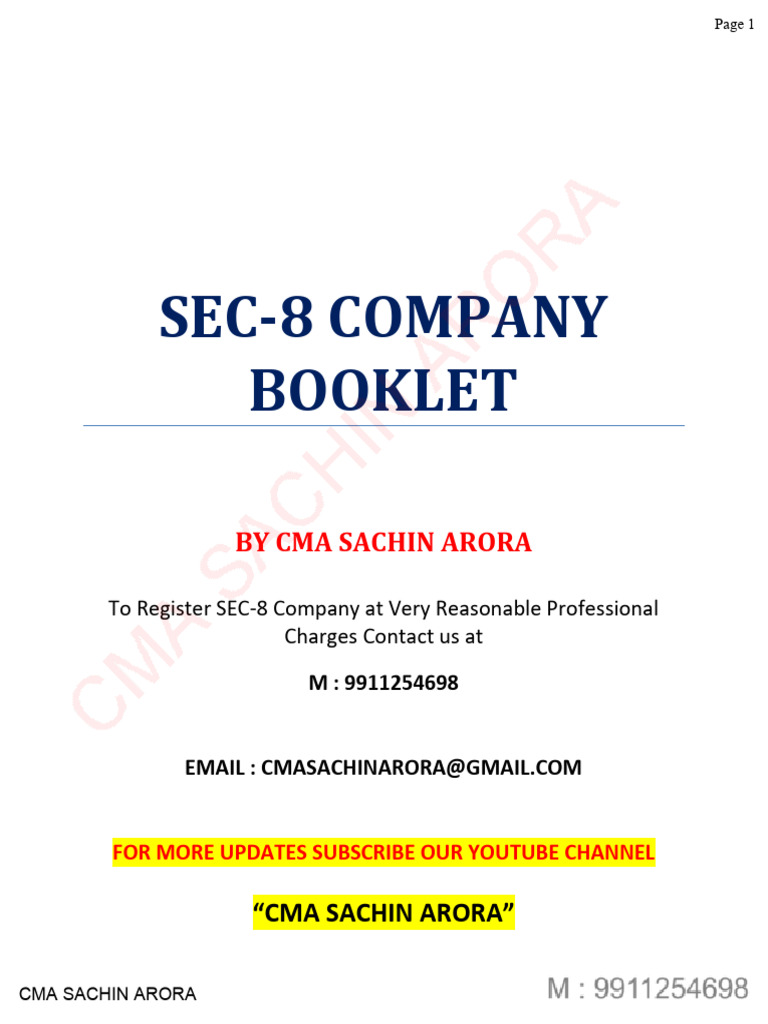 Registering a Sec-8 Company Guide | PDF | Dividend | Liquidation