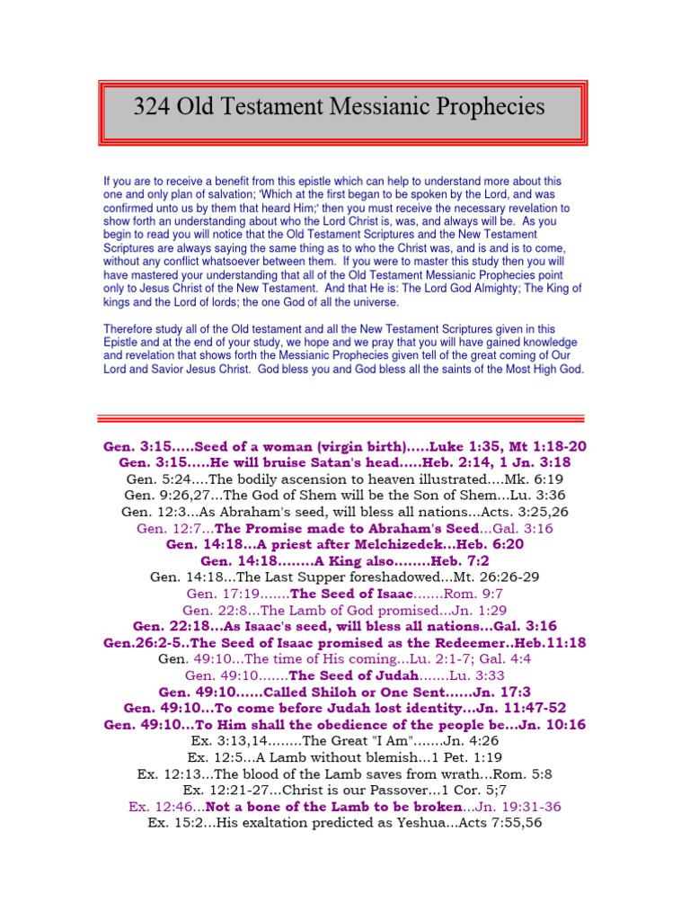 Old Testament Messianic Prophecies | PDF | Jesus | Jesus In Islam