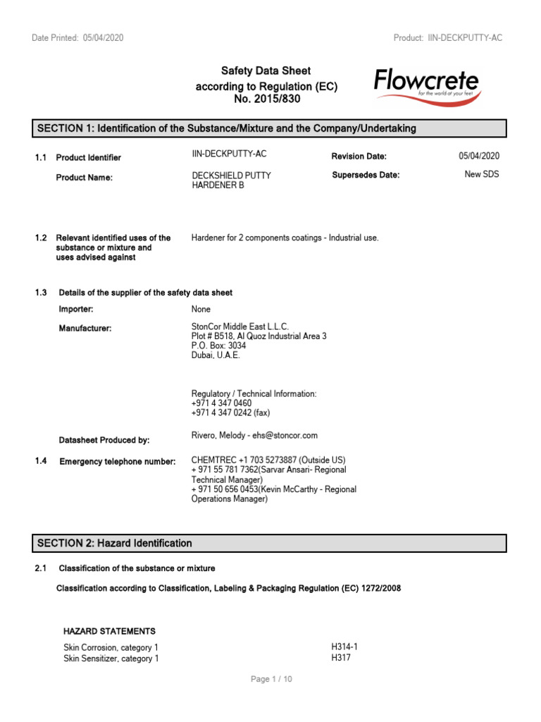 5.deckshield Putty Hardner B | PDF | Toxicity | Occupational Safety And Health