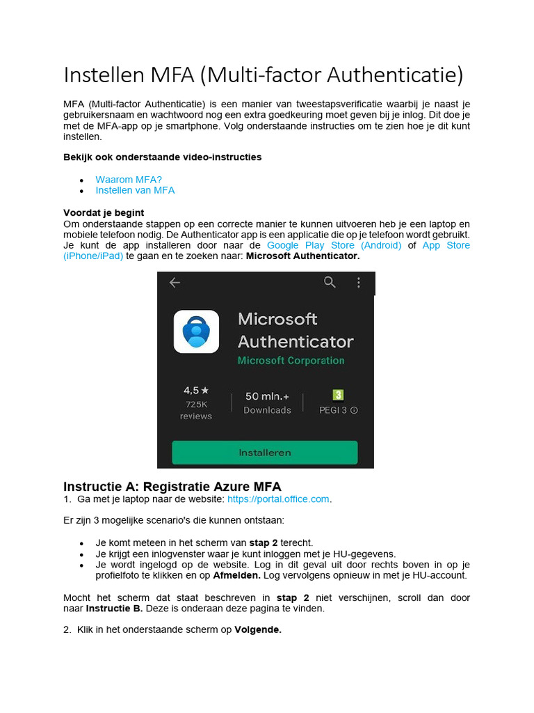 MFA Installeren Instructie | PDF