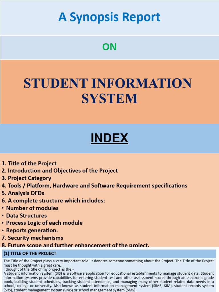 A Synopsis Report: Student Information System | PDF | Databases | Java ...