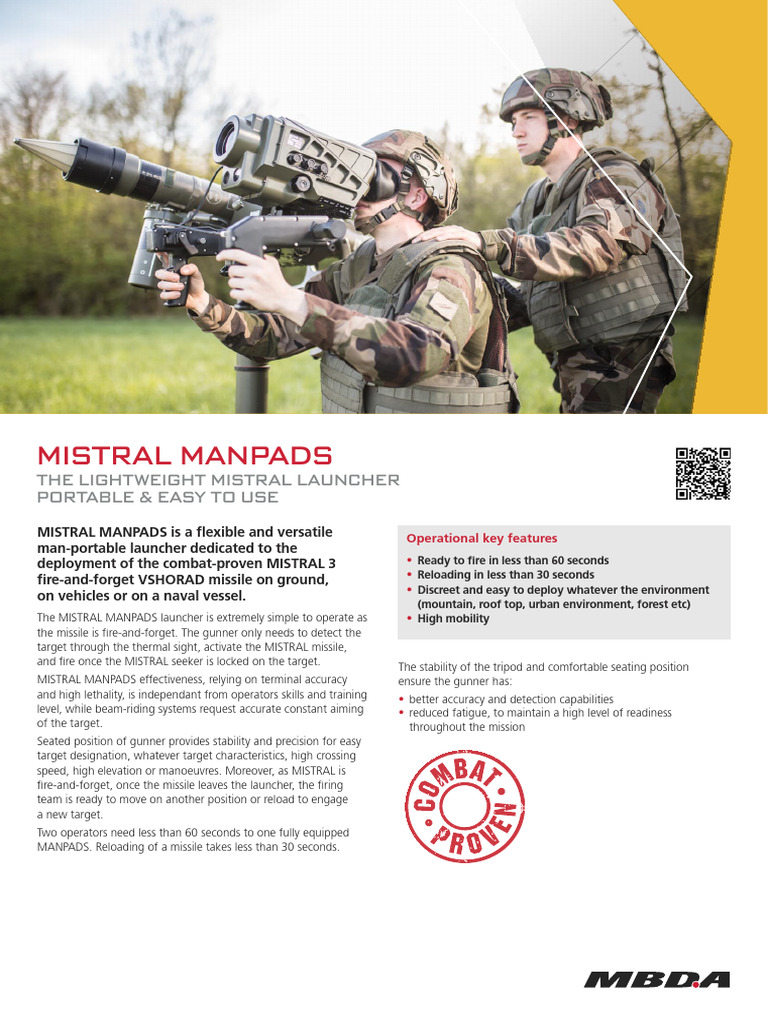 2023 Mistral MANPADS Datasheet | PDF | Anti Aircraft Warfare | Warfare
