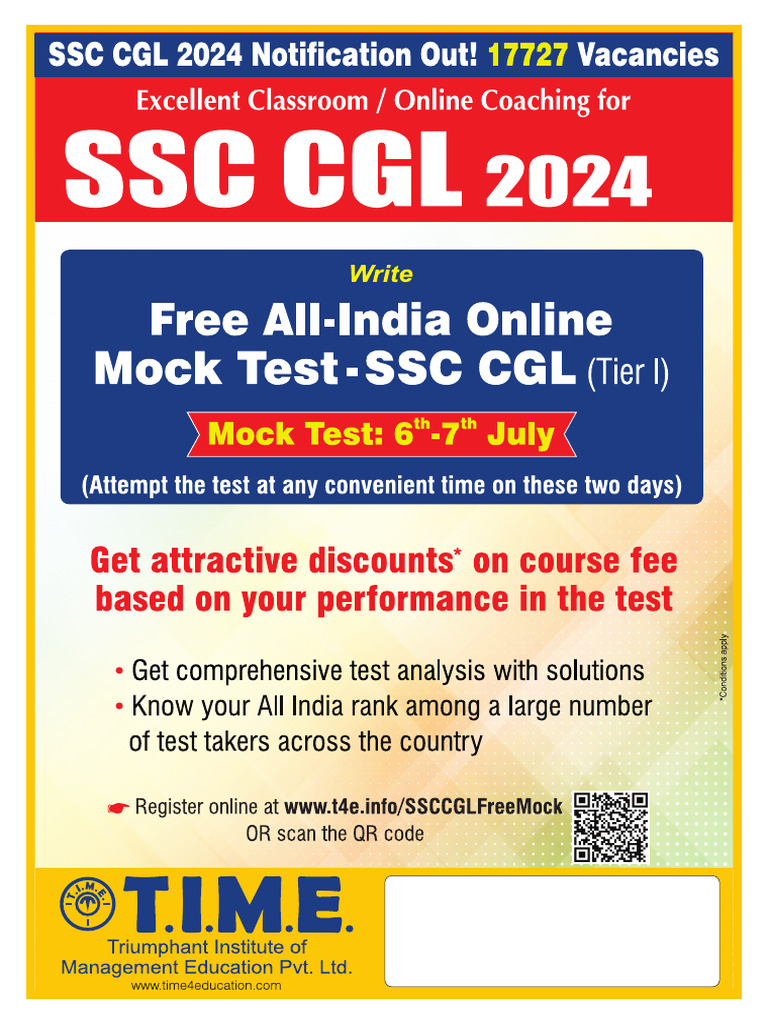 SSC CGL 2024 All India Online Mock - Poster | PDF