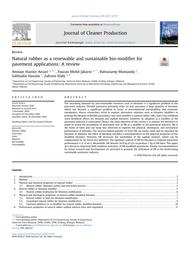 Natural Rubber As A Renewable and Sustainable Bio-Modifier For | PDF ...
