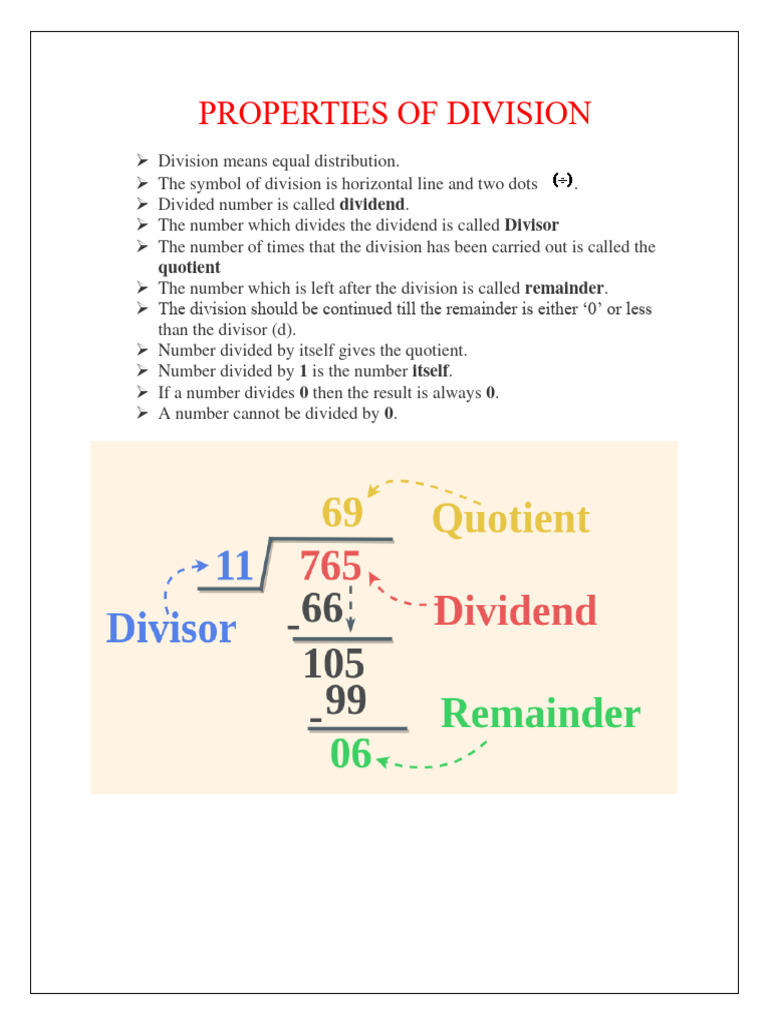 PROPERTIES OF DIVISION - | PDF