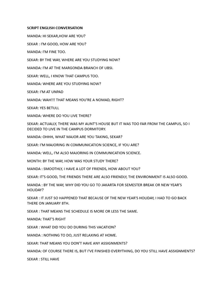 Script English Conversation | PDF | Religion & Spirituality