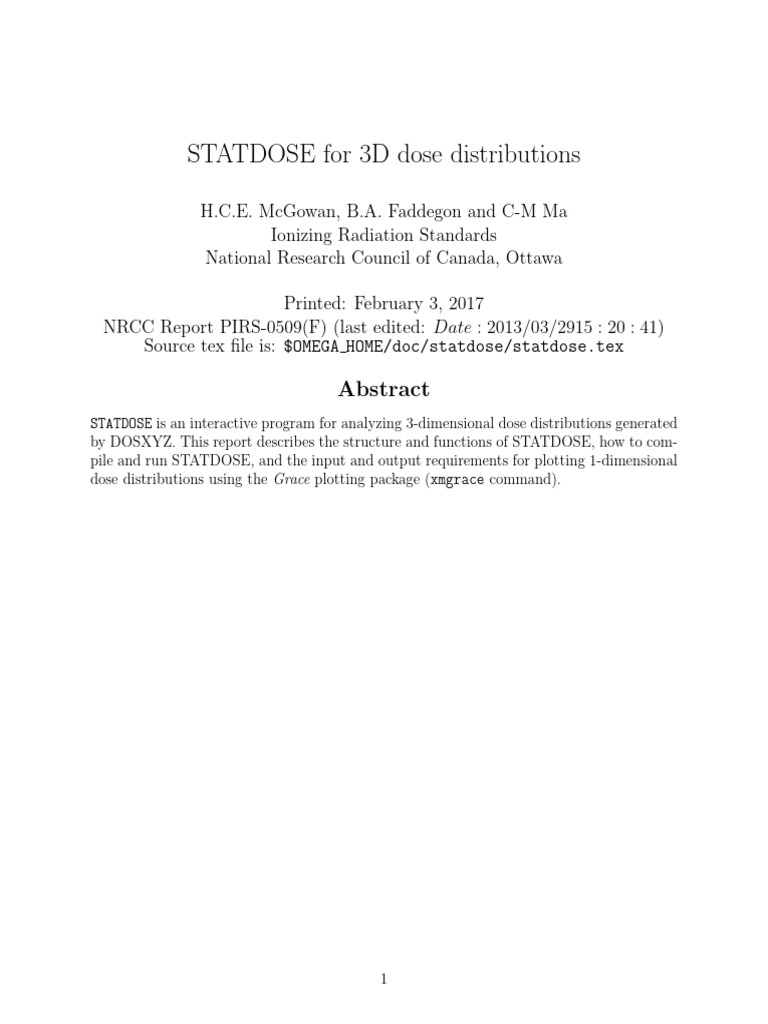 STATDOSE for 3D dose distributions | PDF | Computer File | Computer Program