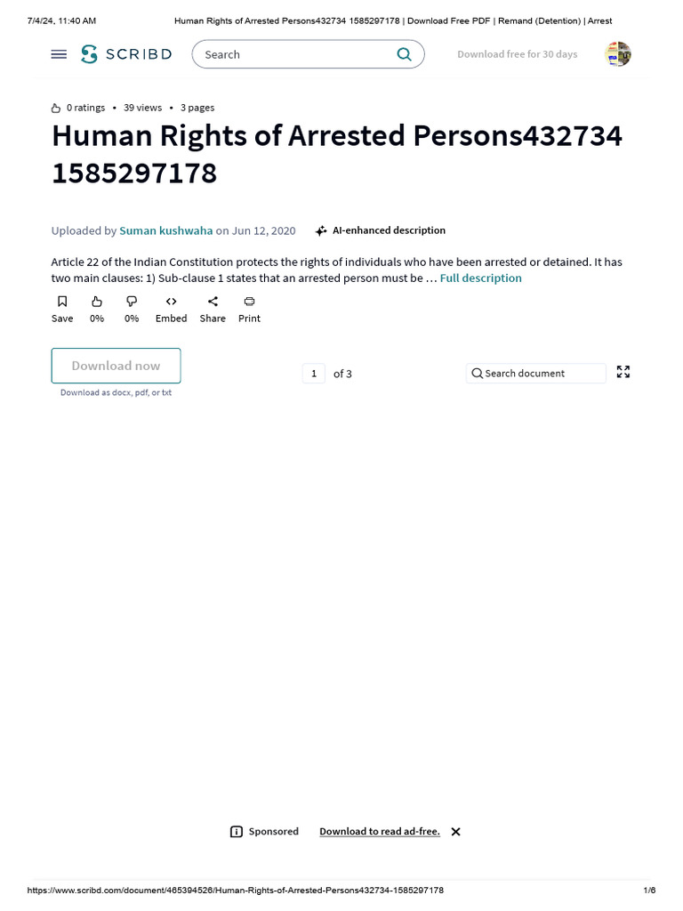 Human Rights of Arrested Persons432734 1585297178 - Download Free PDF ...