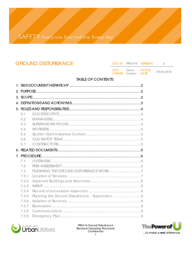 Ground Disturbance SOP for QUU | PDF | Personal Protective Equipment ...