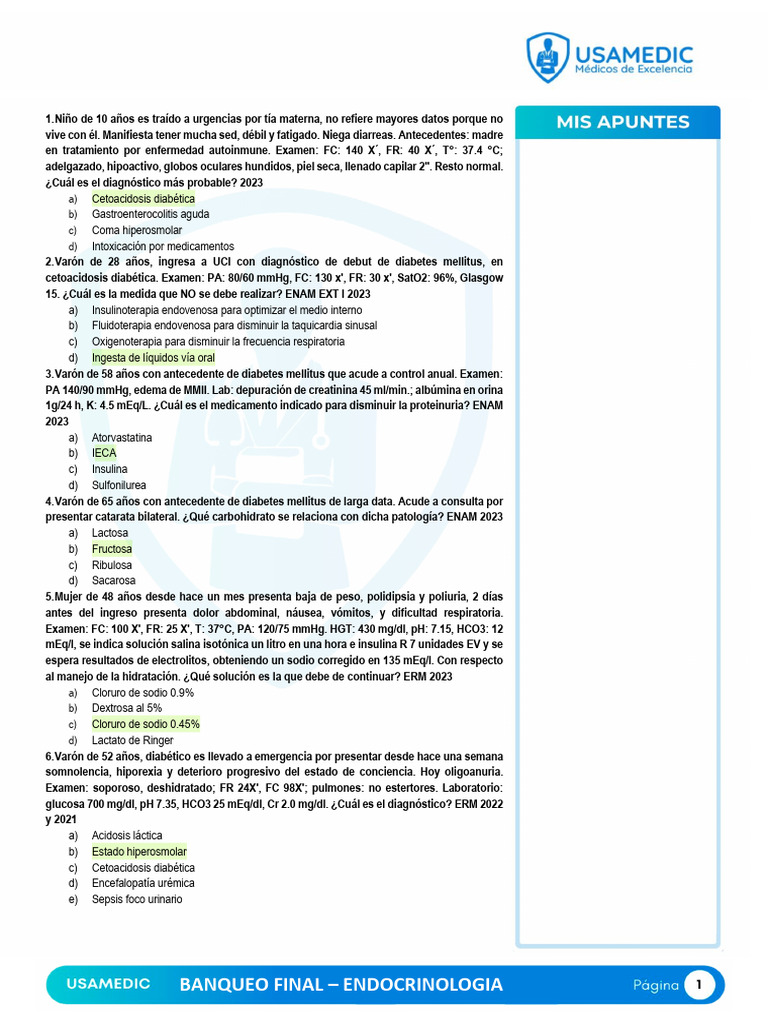 Endocrinología - Banqueo Final Usamedic 2024 | PDF | Hipertiroidismo | Tiroides