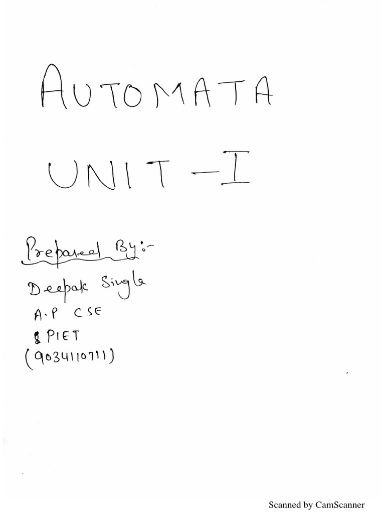 Automata Unit 1 | PDF Automata Unit 1 | PDF