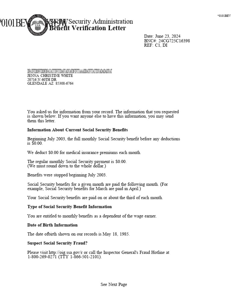 benefit-verification-letter(1) | Download Free PDF | Social Security ...