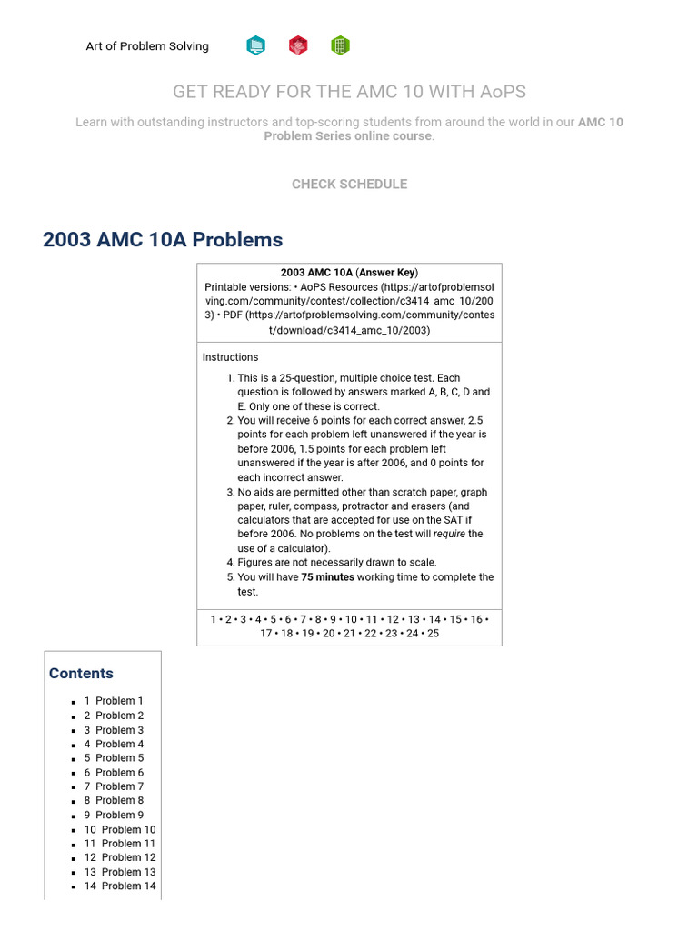2003 Amc 10a | PDF | Area | Geometry