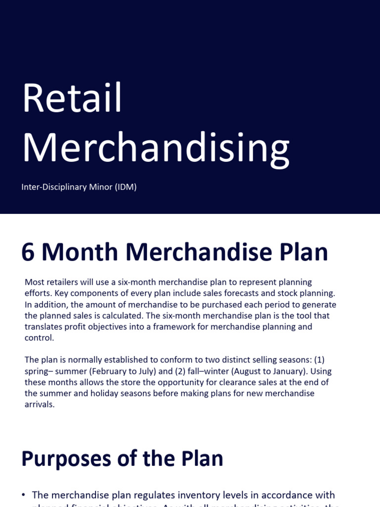 Six-Month Retail Merchandise Planning | PDF | Merchandising | Inventory
