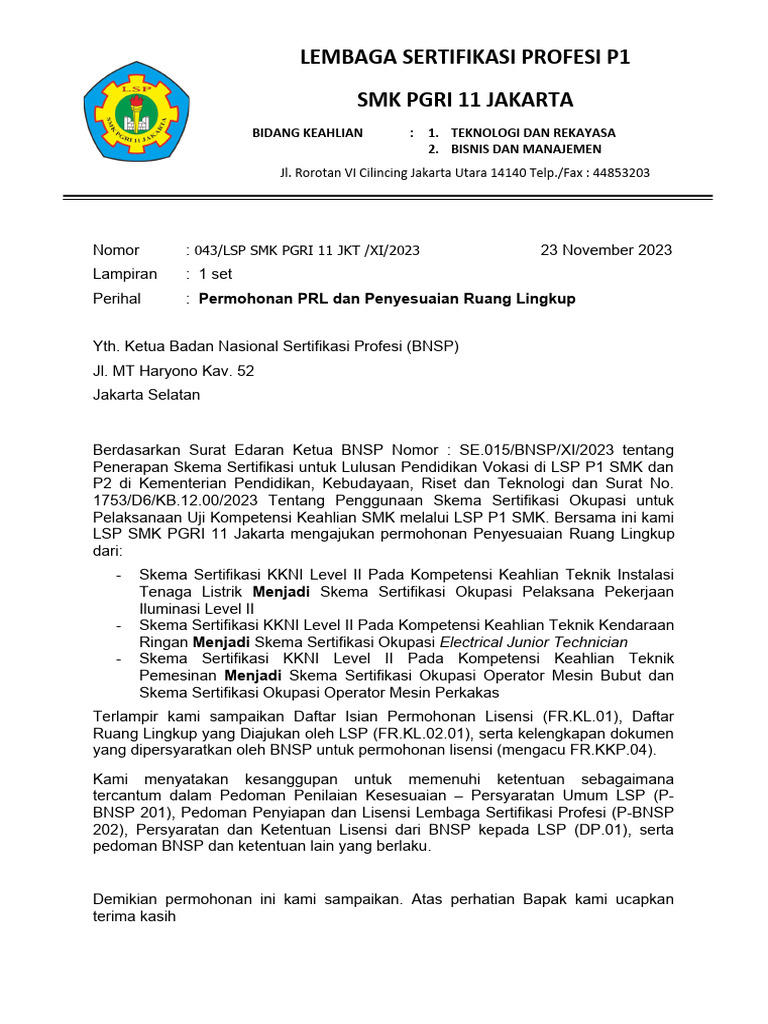Permohonan PRL | PDF | Teknologi & Rekayasa