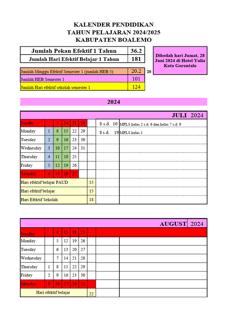 Rev - Kalender Pendidikan Kab. Boalemo 24-25 | PDF