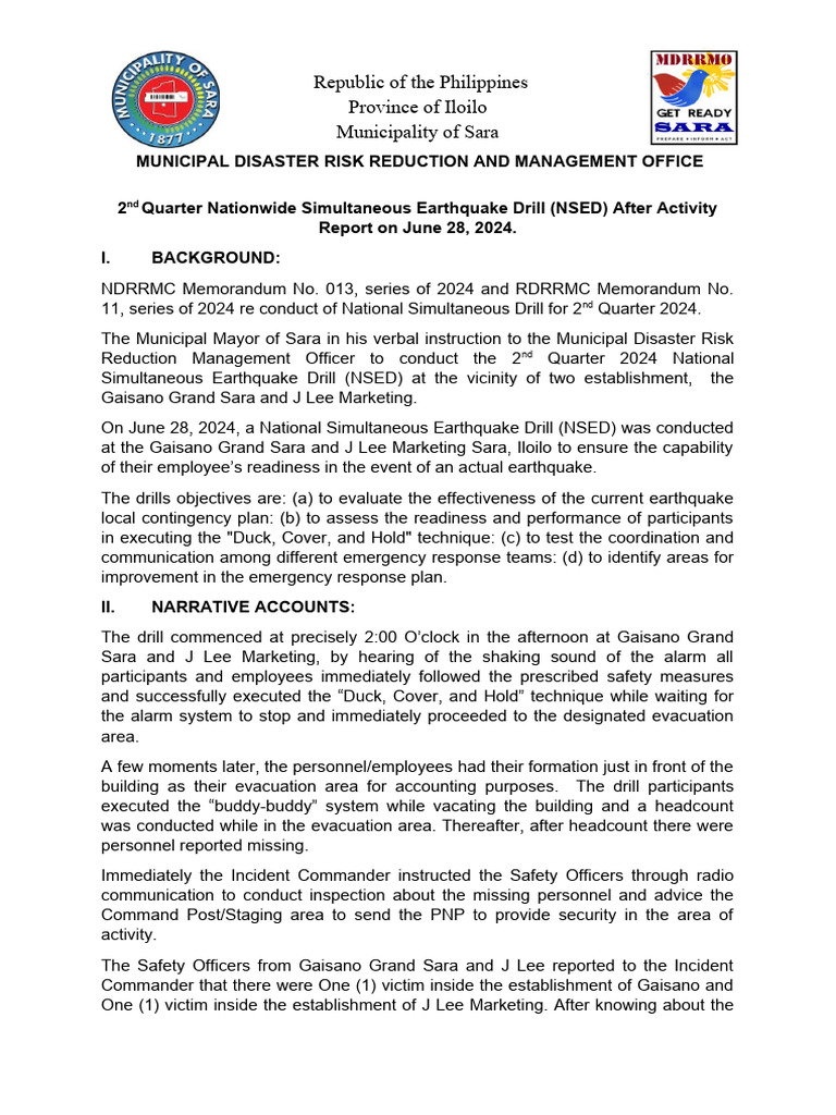 NSED 2 Activity Report | PDF | Emergency Management | Ambulance