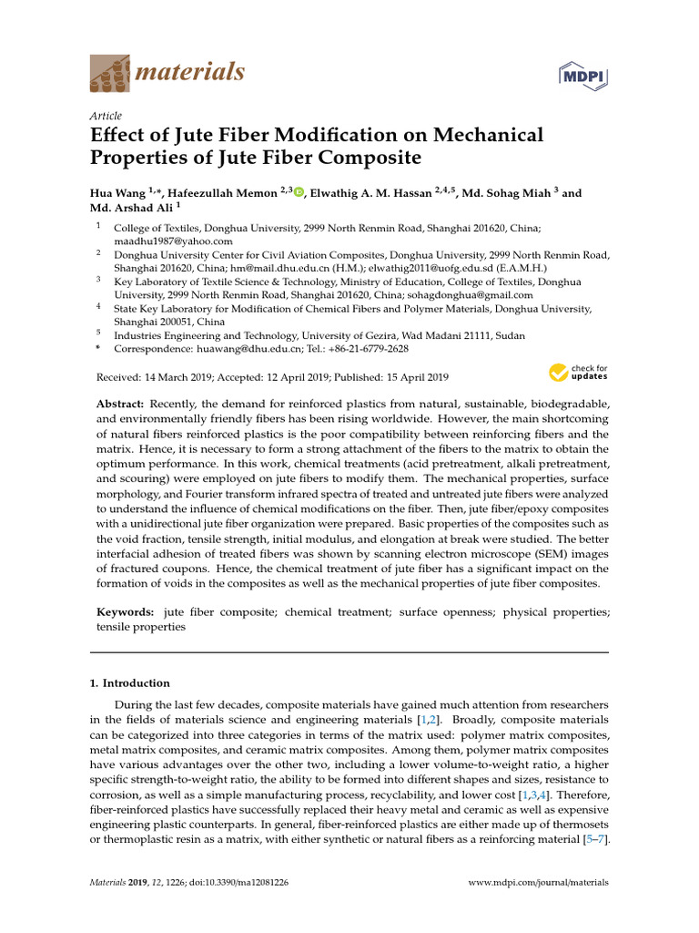 Effect of Jute Fiber Modification On Mec | PDF | Composite Material ...