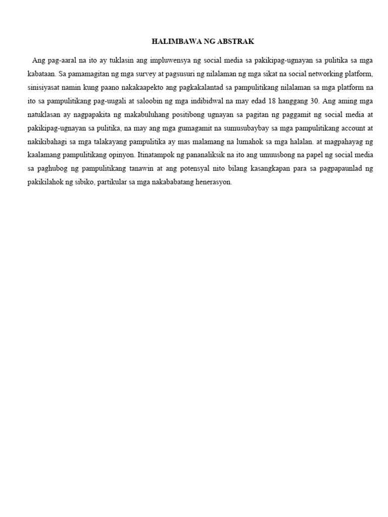 Halimbawa NG Abstrak | PDF