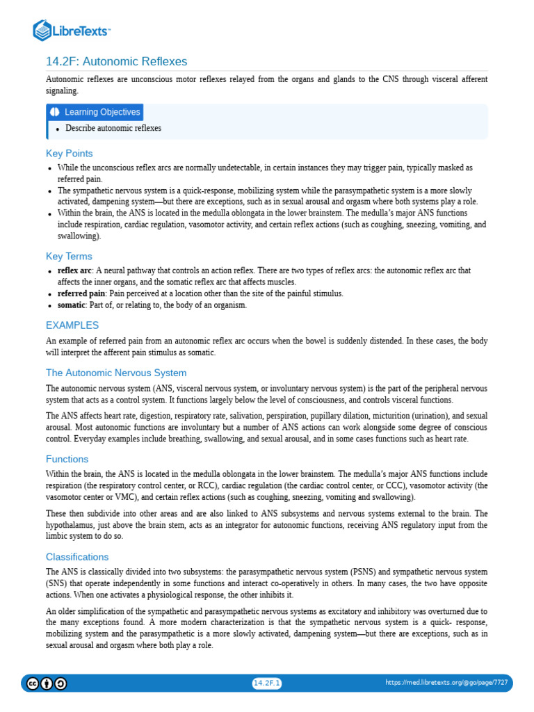 14.2F Autonomic Reflexes | PDF | Autonomic Nervous System | Neuroscience