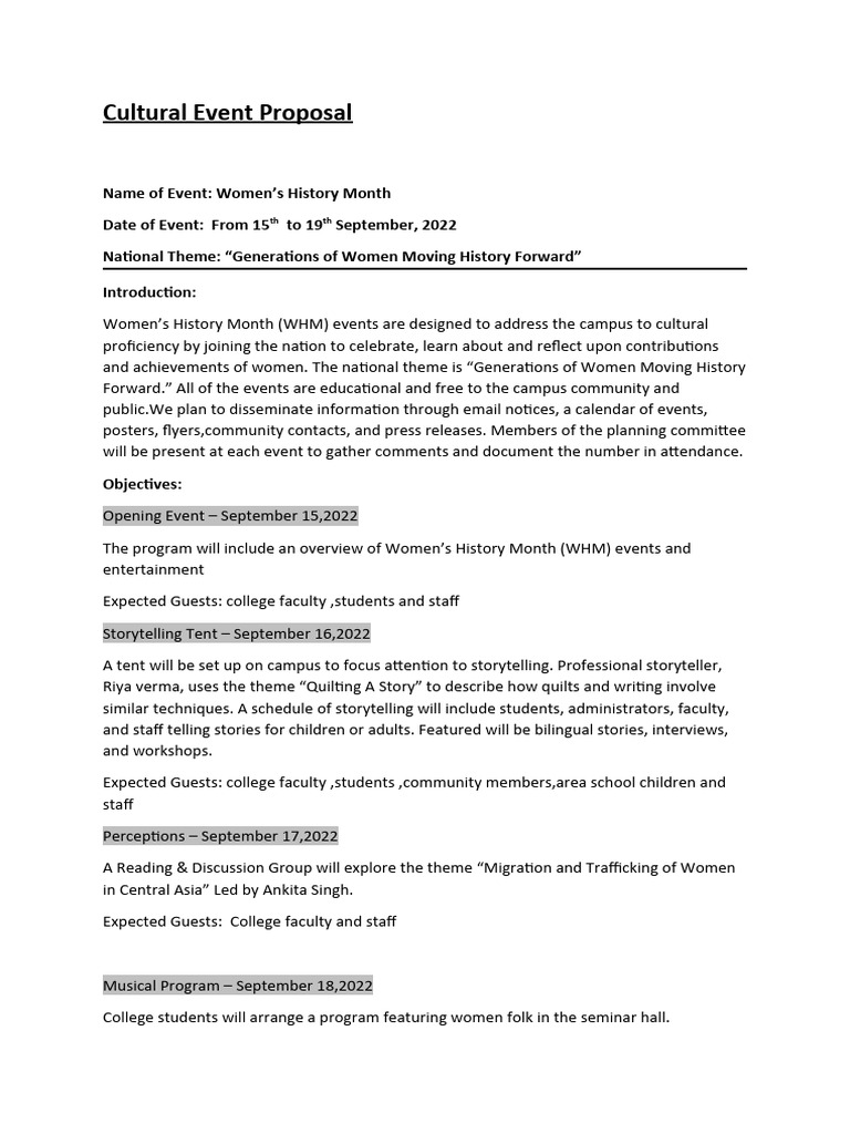 Cultural Event Proposal | PDF | Storytelling